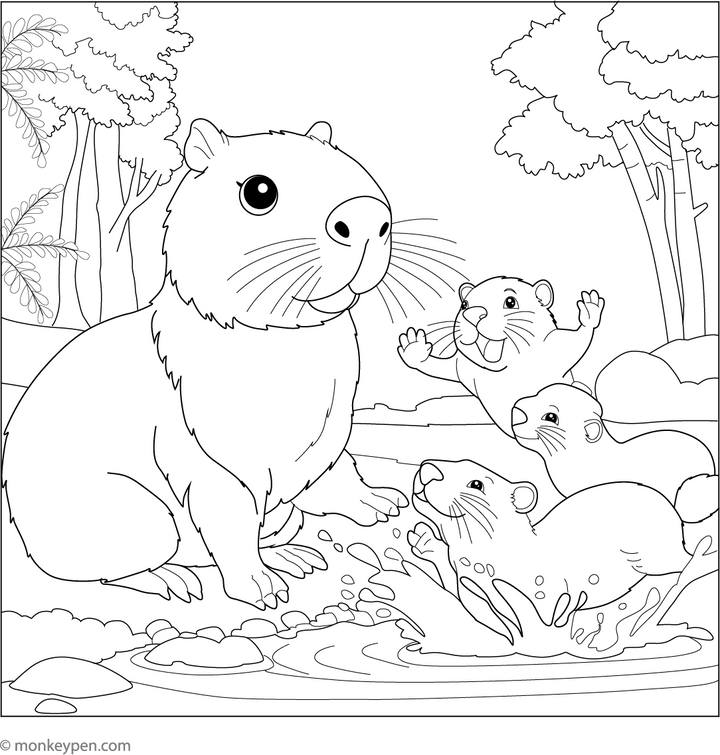 Capybara Coloring Book - Free Printable PDF