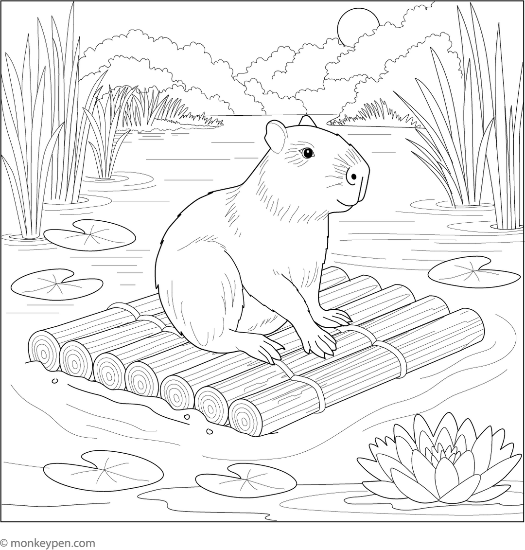 Capybara Coloring Book - Printable PDF