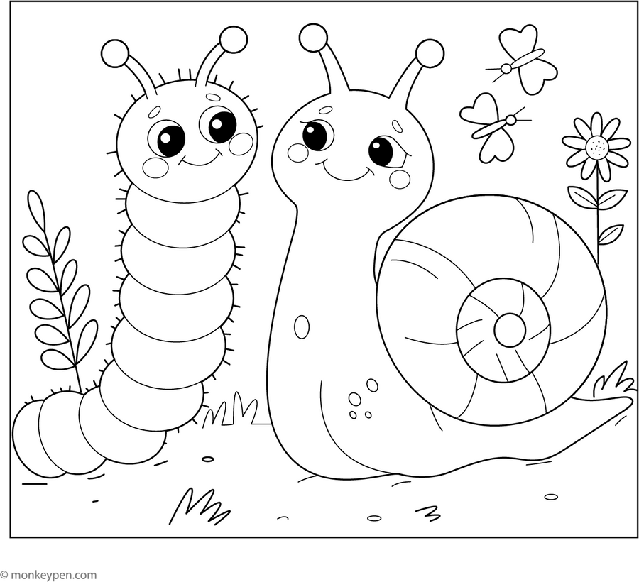 Snail Coloring Book Page – Printable PDF for Kids