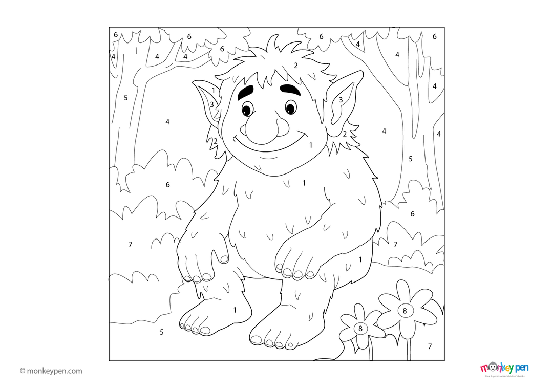 Troll in the Forest | Magical Fantasy Color by Number for Kids