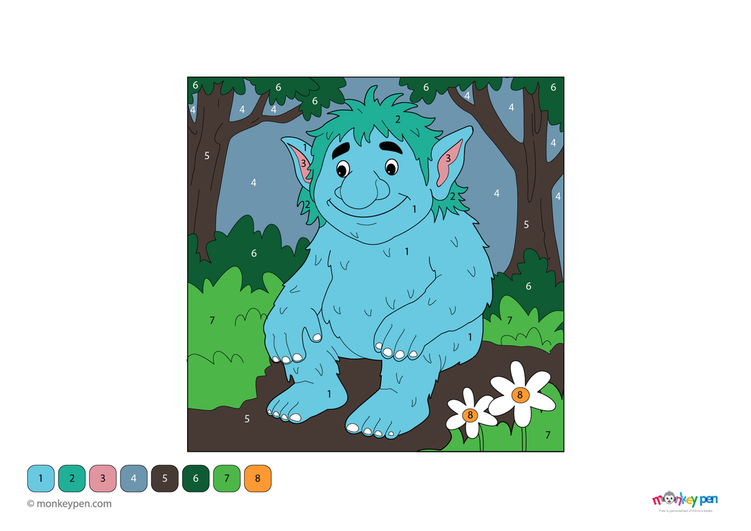 Troll in the Forest | Magical Fantasy Color by Number for Kids