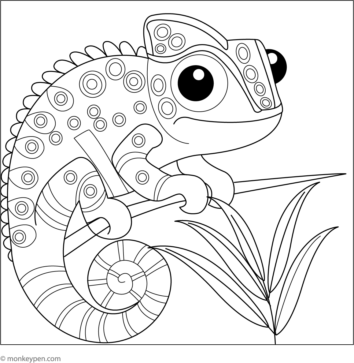 Simple Chameleon – Easy and Fun Coloring Page for Kids