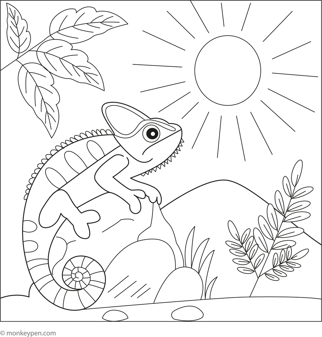 Free Chameleon Coloring Pages – Printable Reptile Fun – Page 2