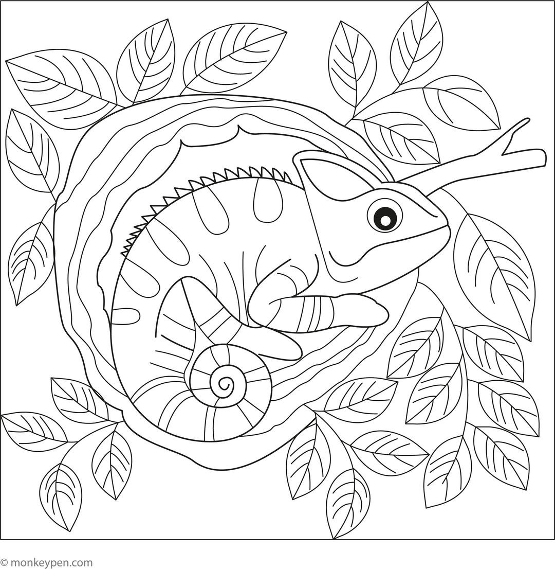 Free Chameleon Coloring Pages – Printable Reptile Fun – Page 2
