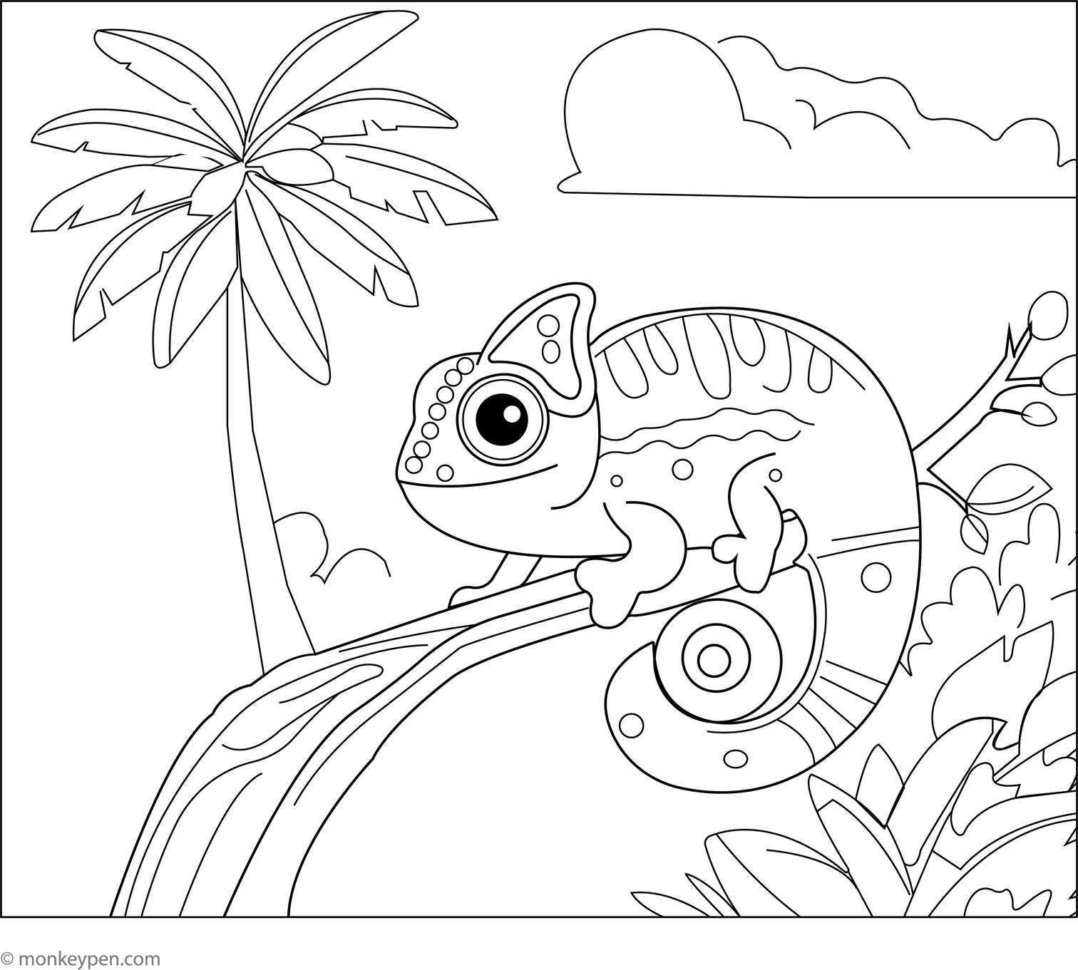 Free Chameleon Coloring Pages – Fun Printable Reptile Sheets for Kids