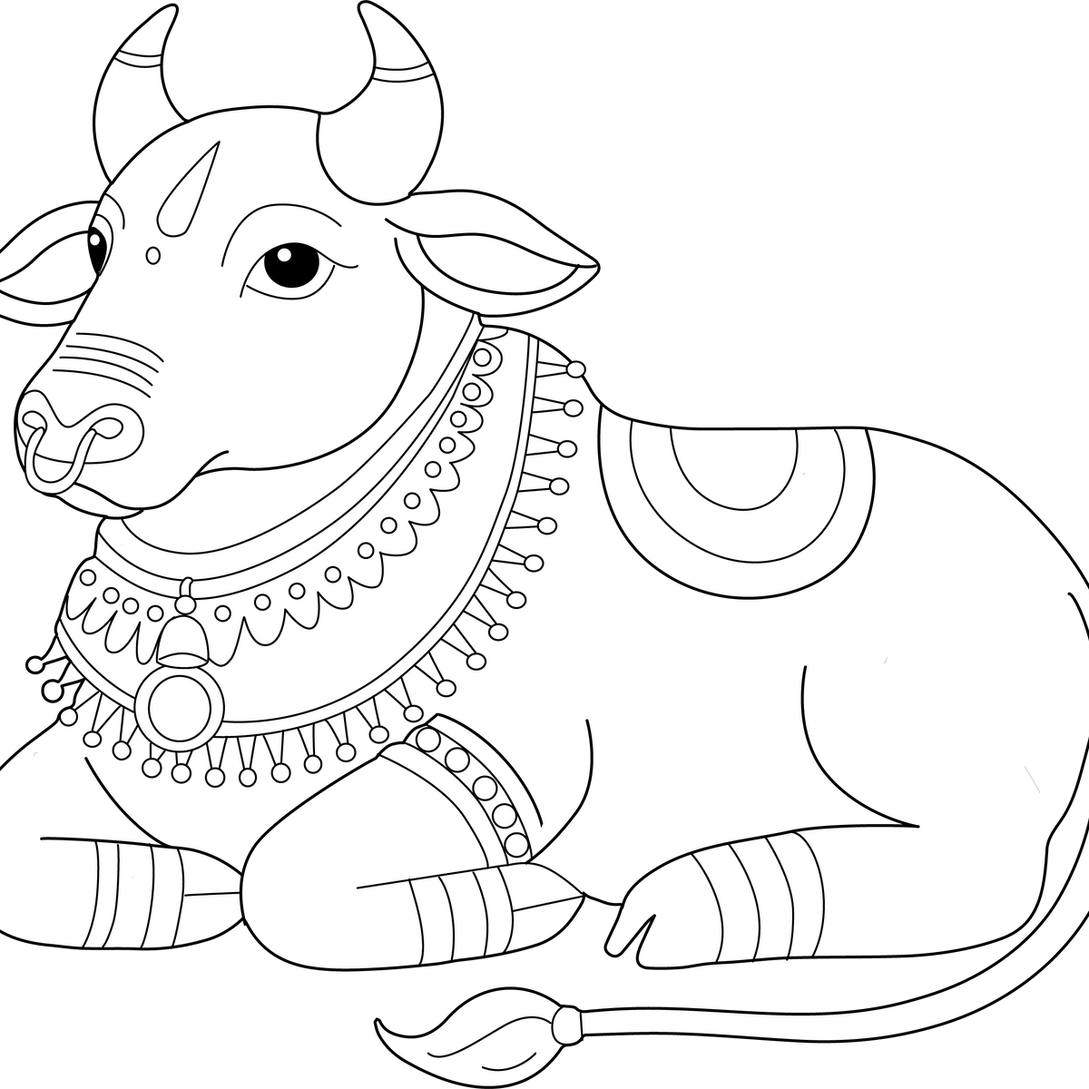 Lord Nandi Coloring Page – Free Printable PDF for Kids Fun