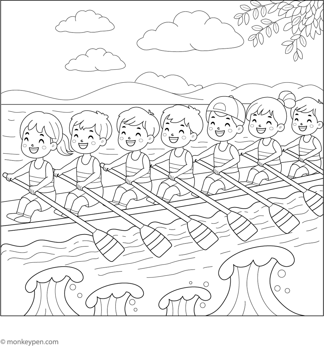 Free Printable Rowing Coloring Page for Kids