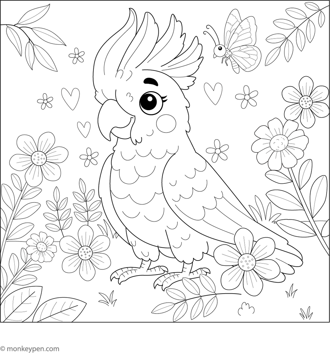 Free Printable Cockatoos Coloring Book