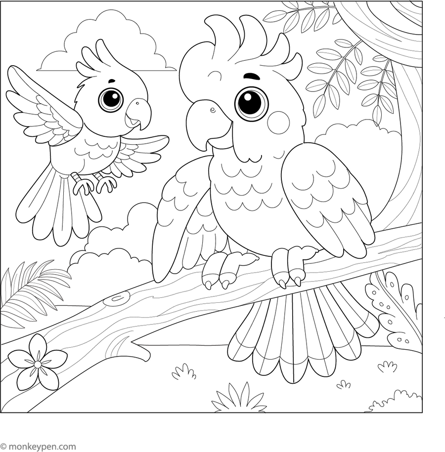 Free Cockatoos Coloring Pages – Printable for Kids