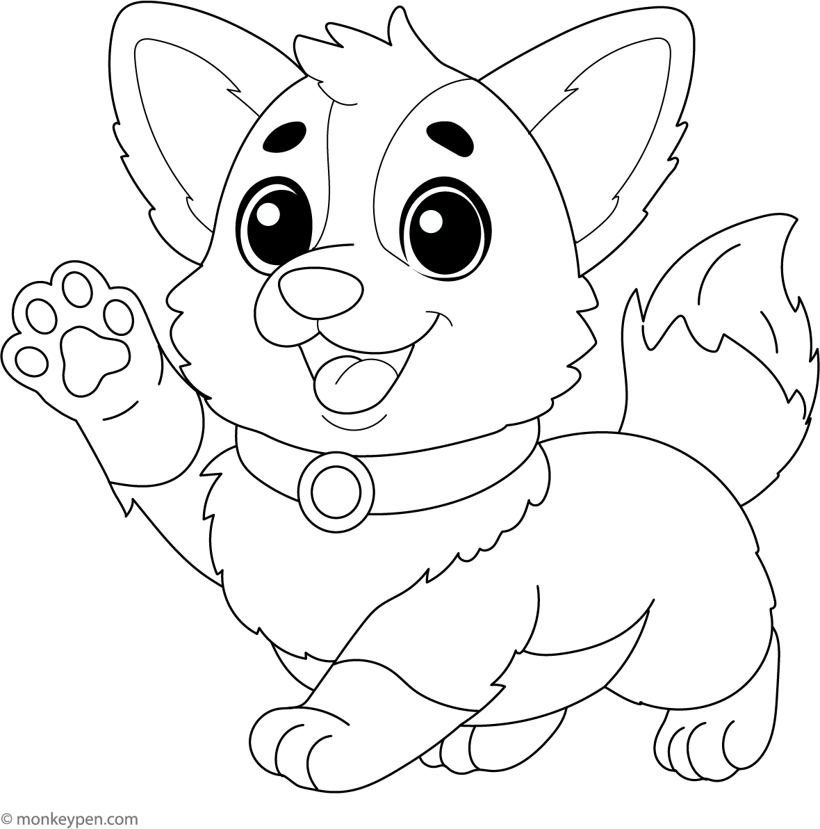Cartoon Corgi Waving