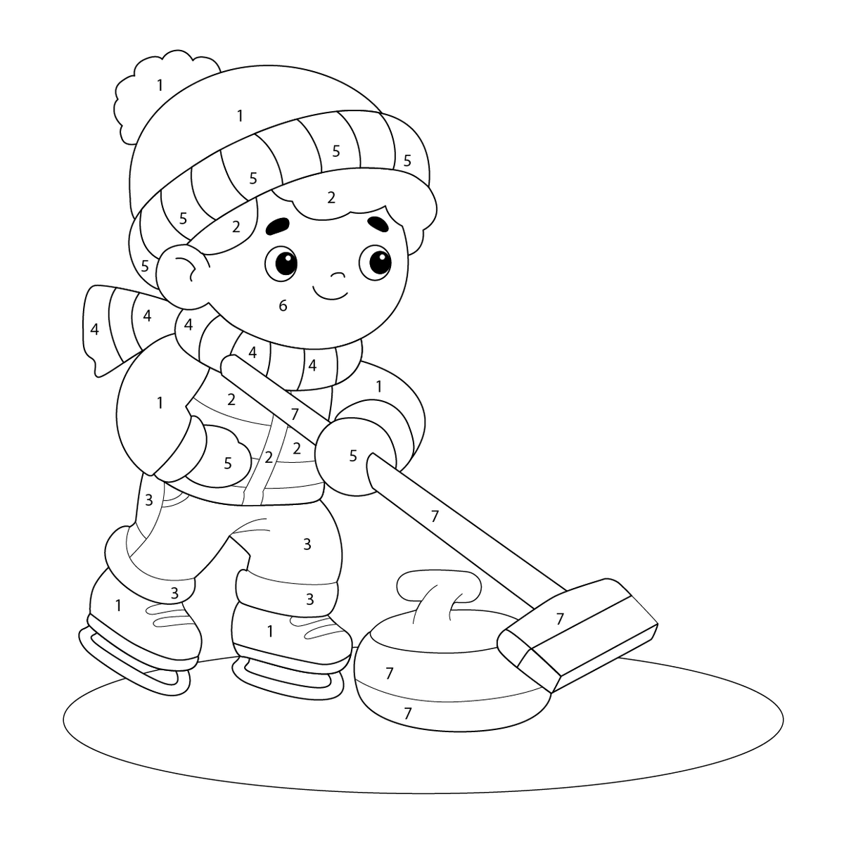 Curling | Winter Sports Color by Number