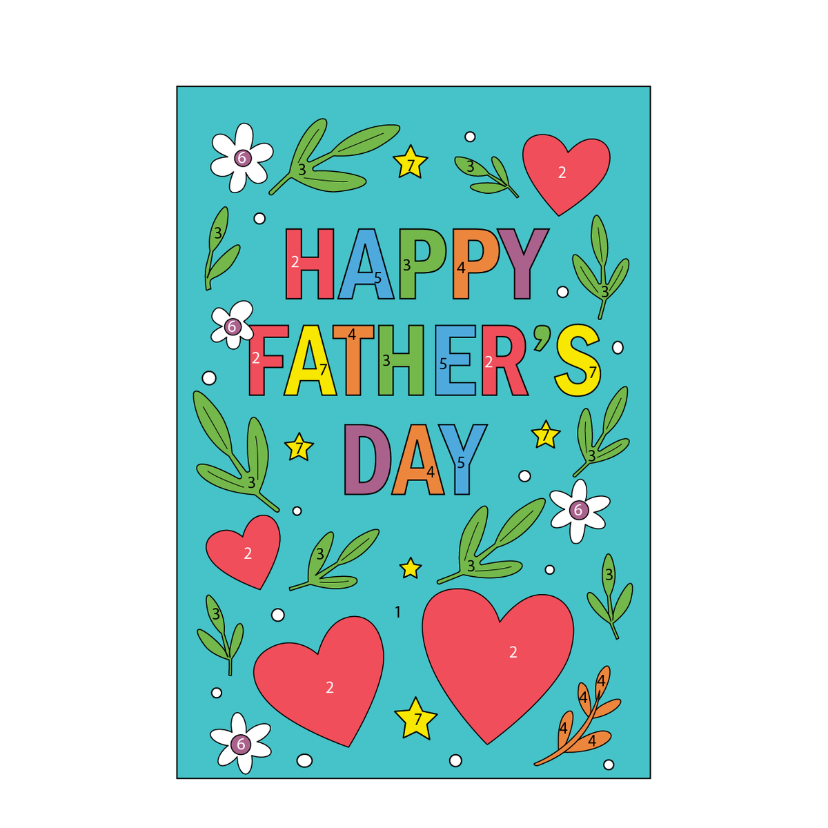 Happy Father’s Day Card | Printable Color by Number Page