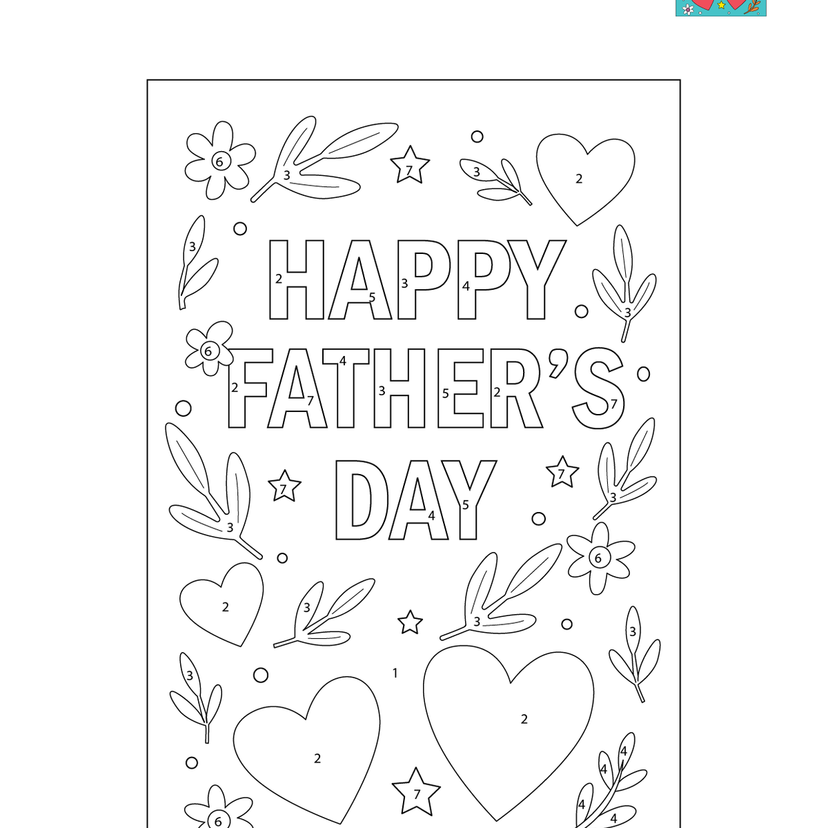 Happy Father’s Day Card | Printable Color by Number Page