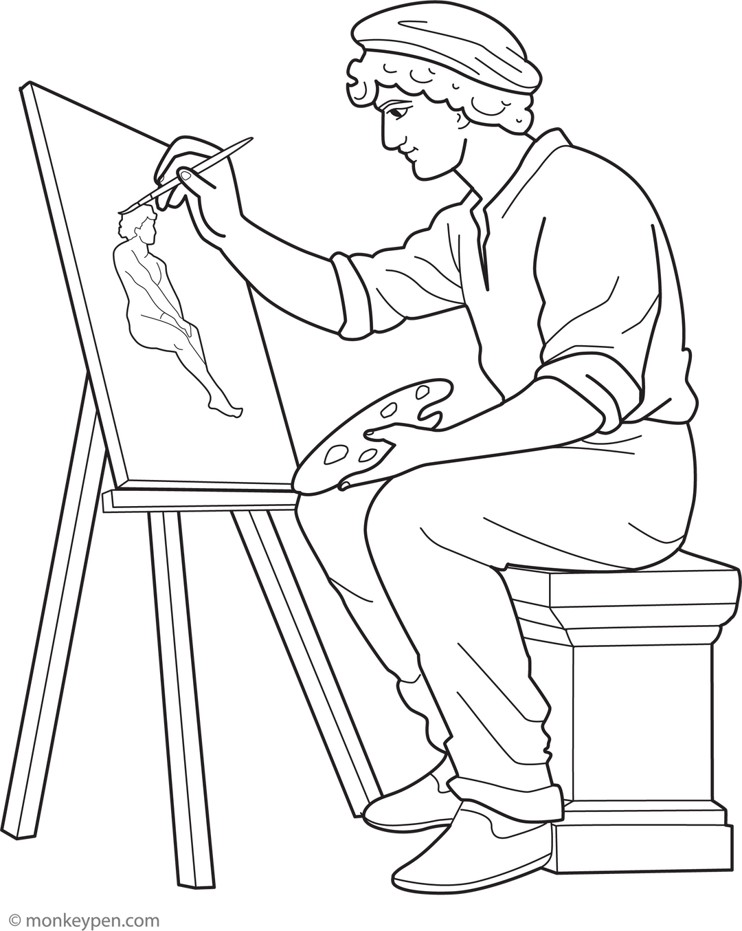 Artist Coloring Page - Free Printable Coloring Page