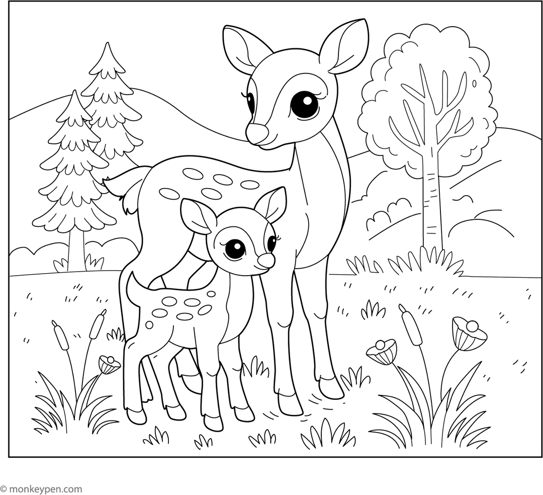 Free Deer Coloring Pages – Forest Fun for Kids