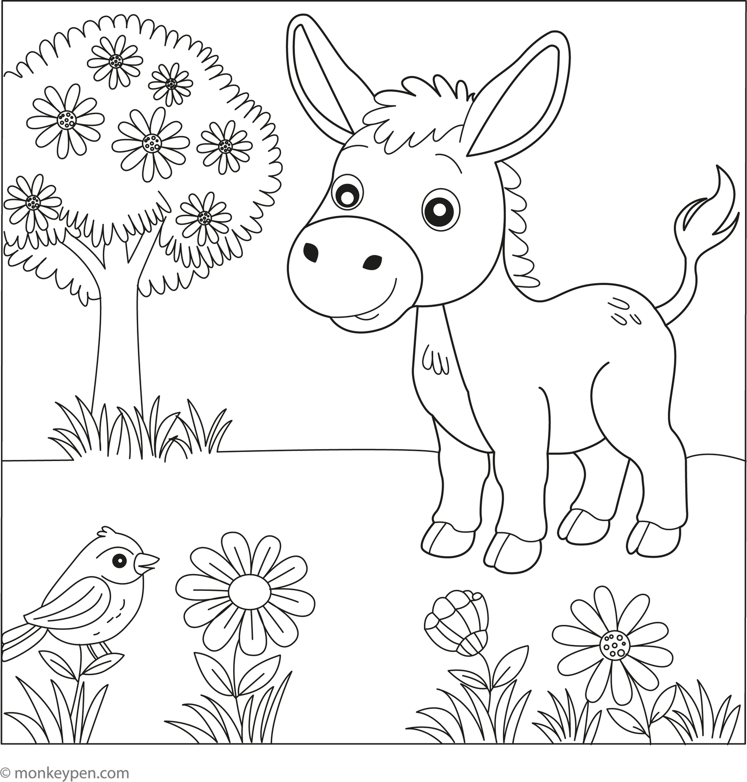Donkey Coloring Book PDF - Free Printable Coloring Page PDF