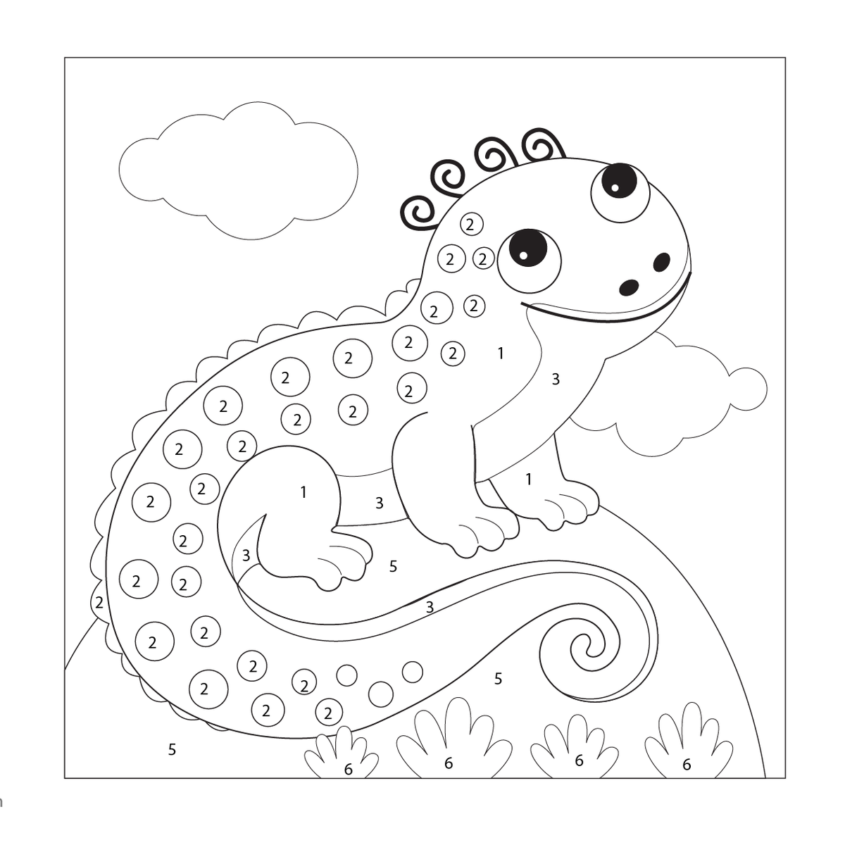 Lizard | Reptile-Themed Color by Number Page PDF