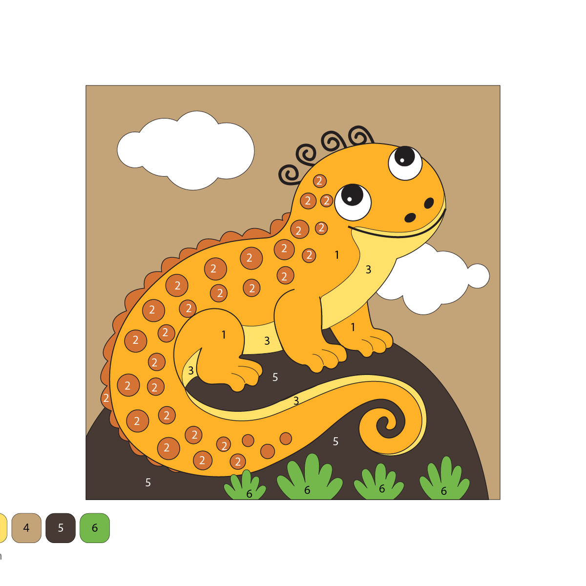 Lizard | Reptile-Themed Color by Number Page PDF