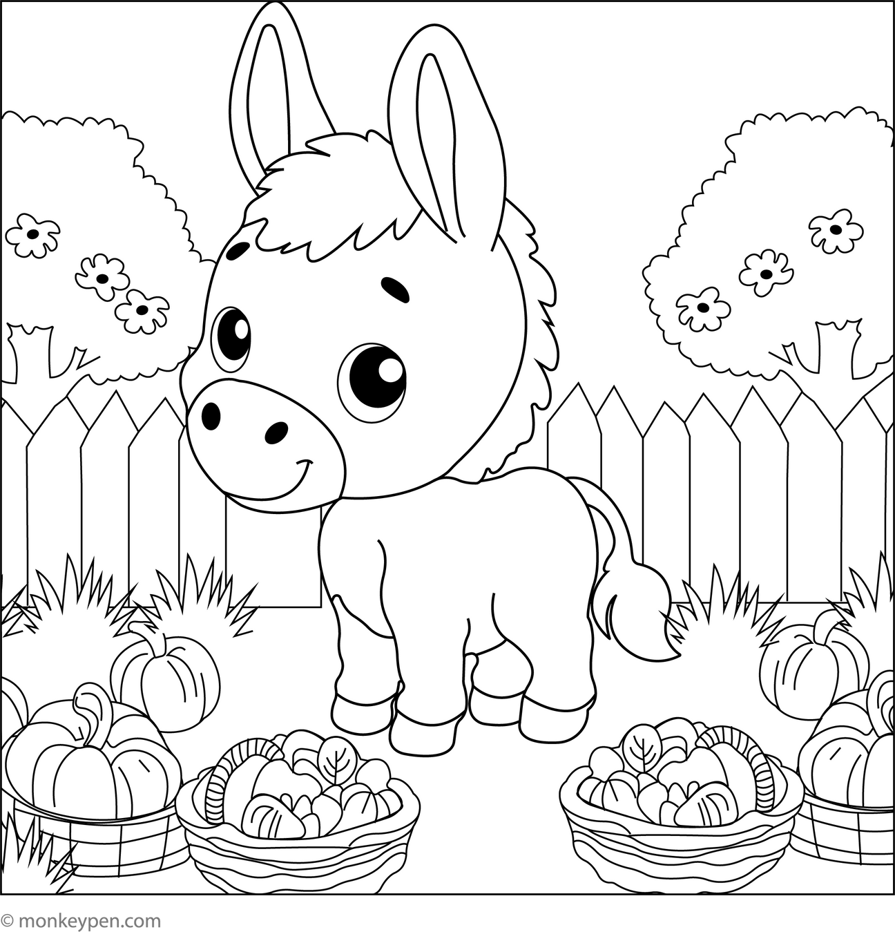 Donkey Coloring Book PDF - Free Printable Coloring Page PDF