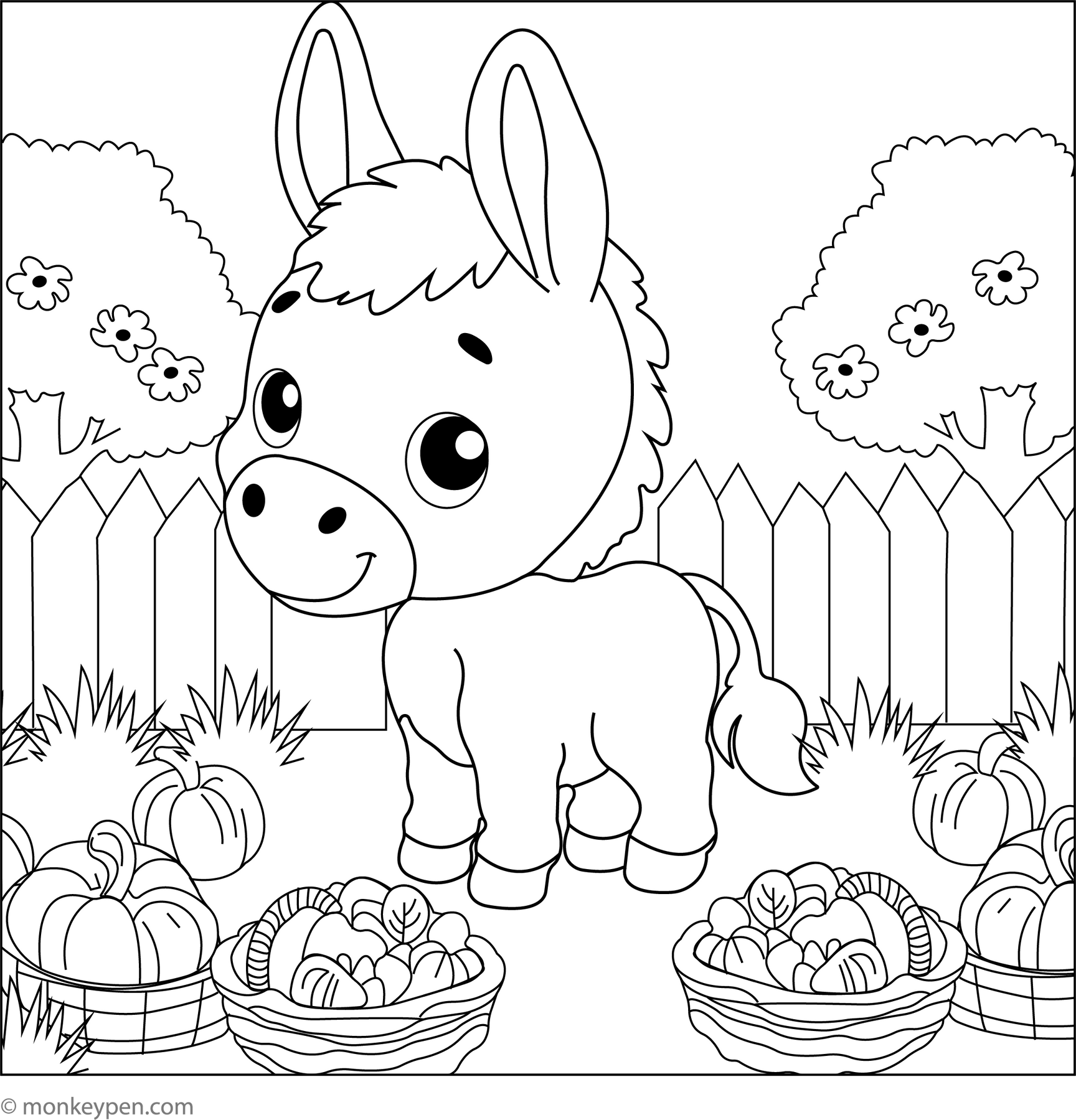 Donkey Coloring Book PDF - Free Printable Coloring Page PDF