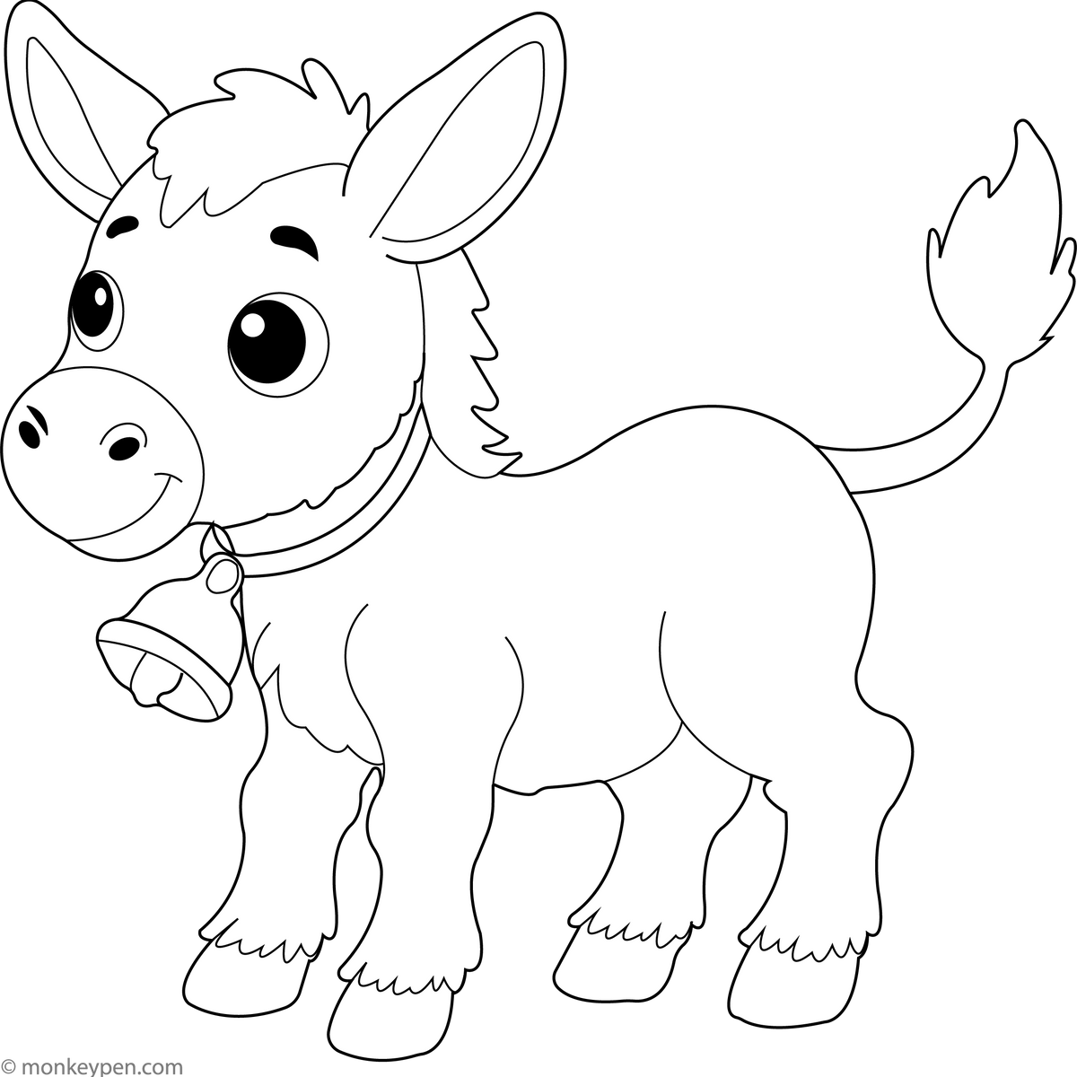 Donkey with a Bell Around its Neck