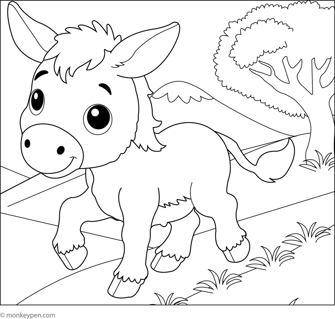 Donkey Coloring Book PDF - Free Printable Coloring Page PDF