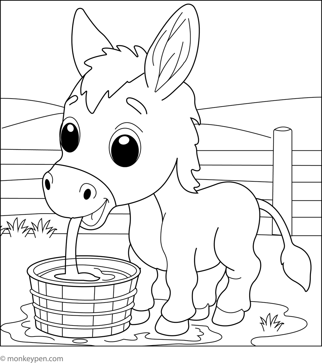Donkey Coloring Book PDF - Free Printable Coloring Page PDF