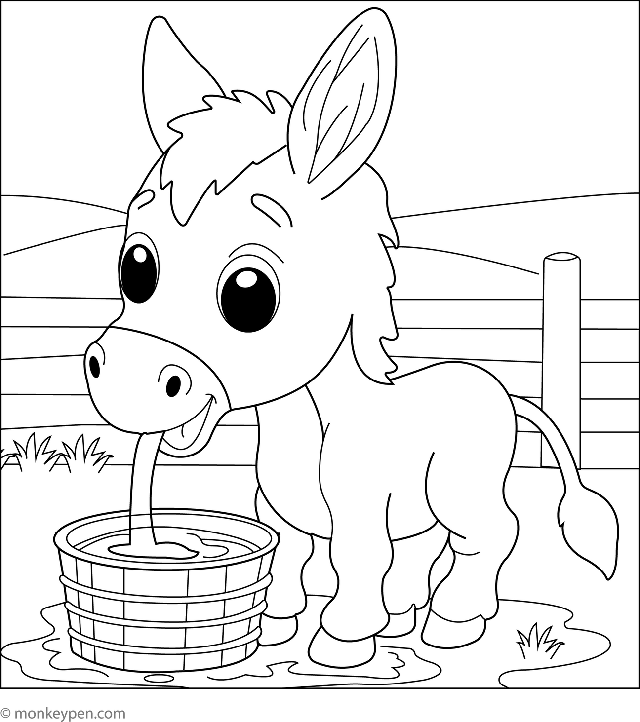 Donkey Coloring Book PDF - Free Printable Coloring Page PDF