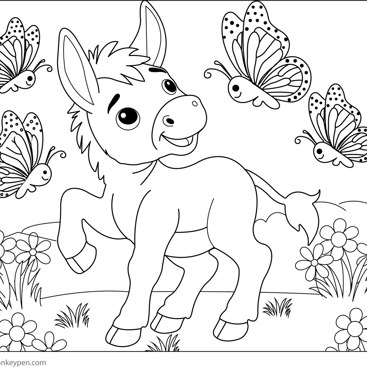 Donkey Coloring Book PDF - Free Printable Coloring Page PDF