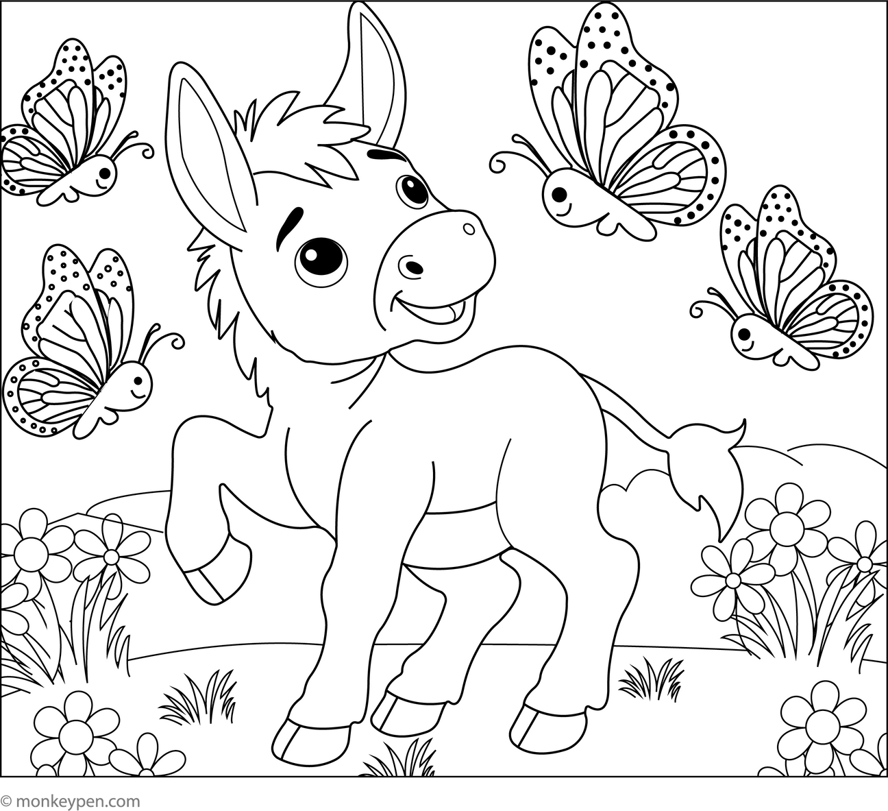 Donkey Coloring Book PDF - Free Printable Coloring Page PDF