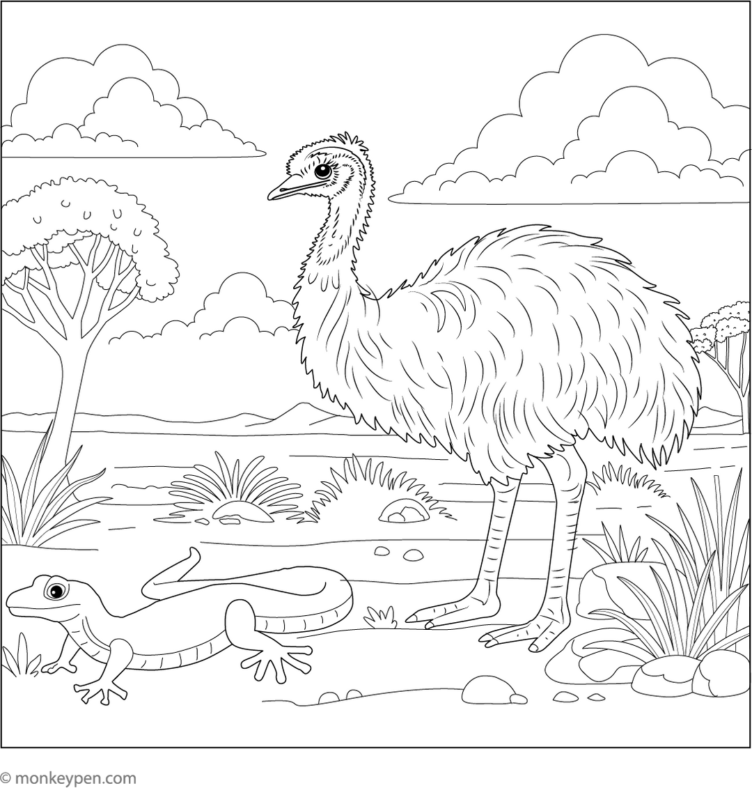 Emu Coloring Book (Free Printable PDF)