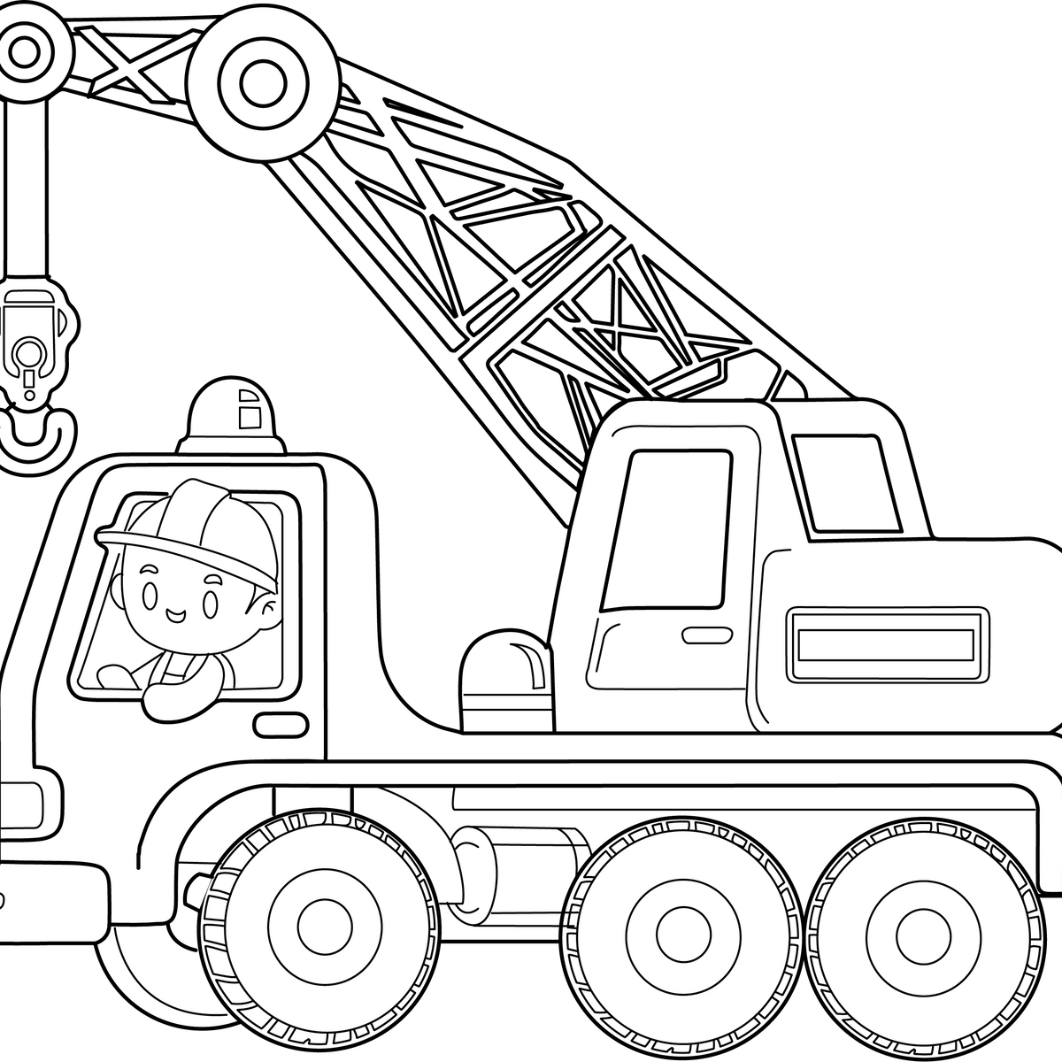 Printable Crane Truck Coloring Page