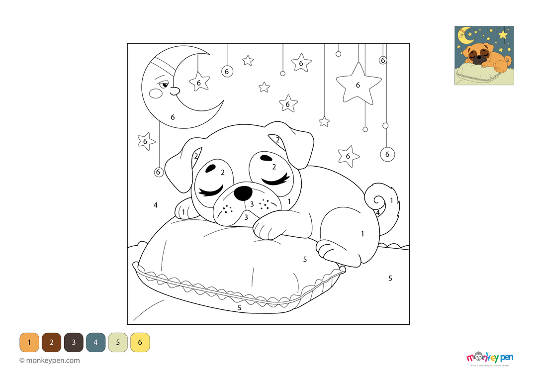 Sleeping Pug | Adorable Dog Color by Number for Kids