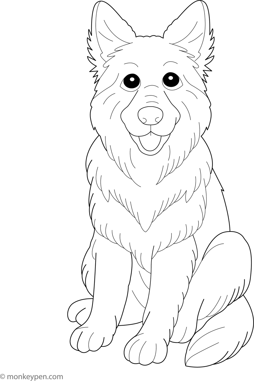 German Shepherd Coloring Page – Free Printable PDF for Kids
