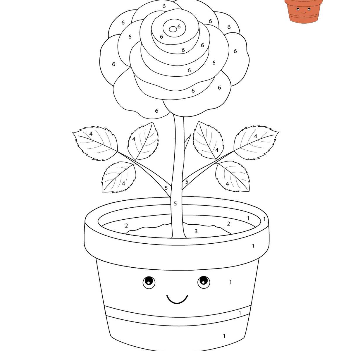 Rose | Flower-Themed Color by Number Page