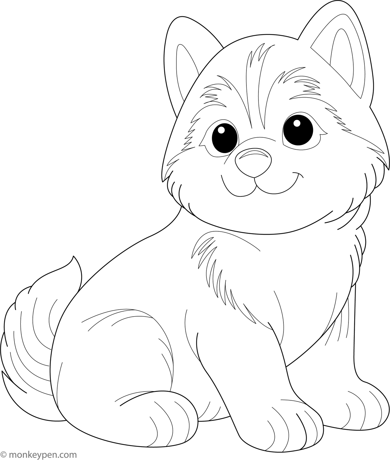 Siberian Husky Puppy Coloring Page – Printable PDF for Kids