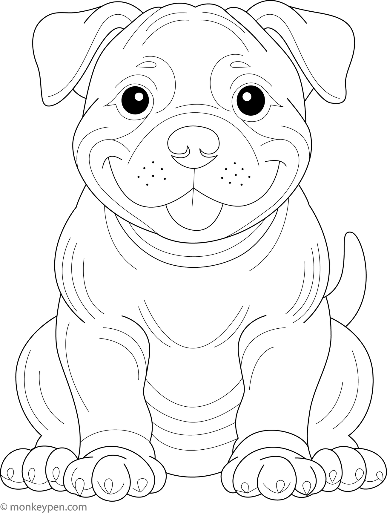 American Bully Dog - Free Coloring Page Printable PDF
