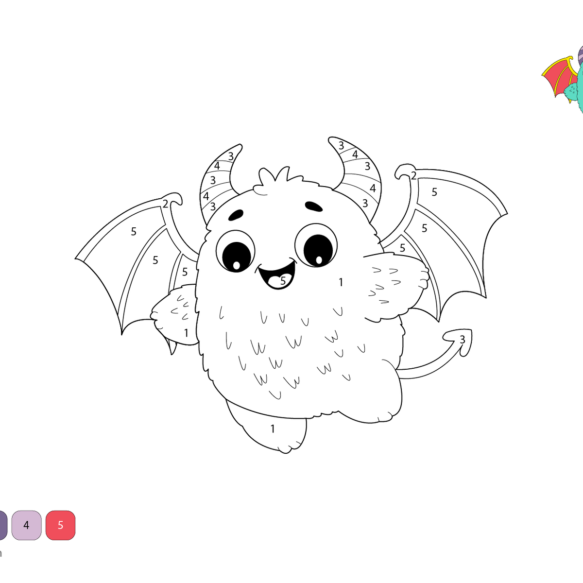 Monster | Fantasy-Themed Color by Number Free Printable PDF