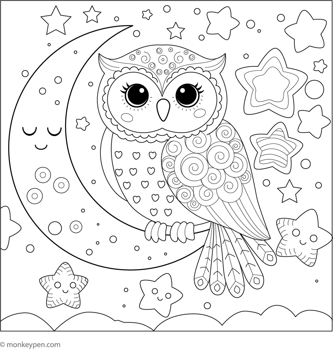 Owl Coloring Book - Instant PDF Download
