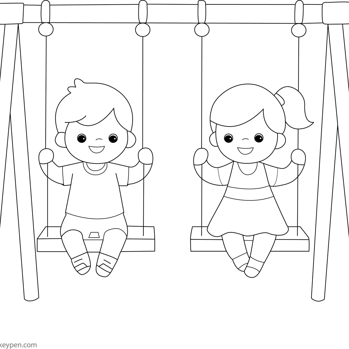 Swing Coloring Page – Fun and Easy Printable for Kids
