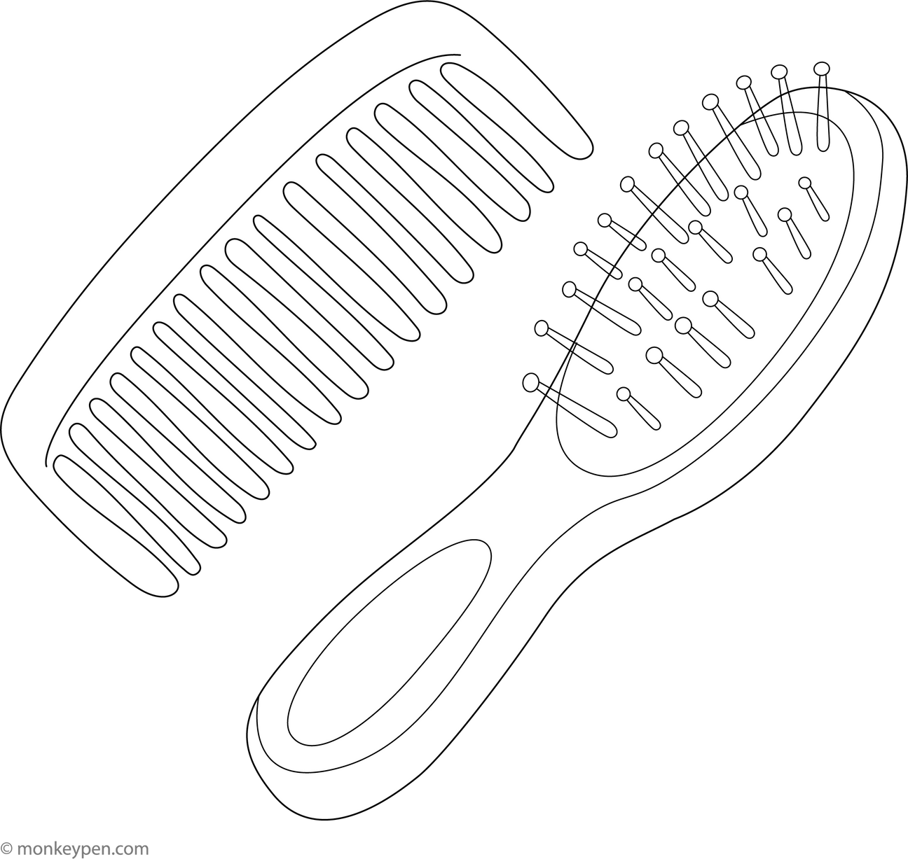 Free Printable Comb and Hairbrush Coloring Page