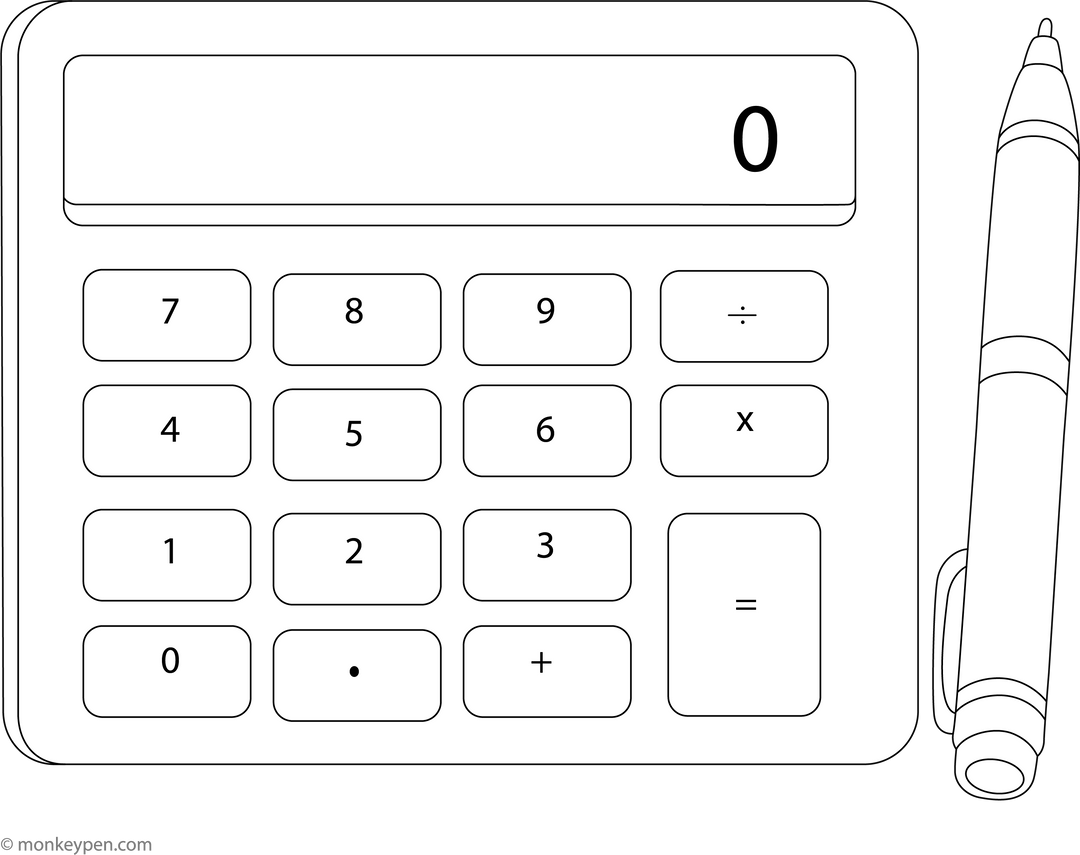Calculator Coloring Page – Printable PDF for Kids