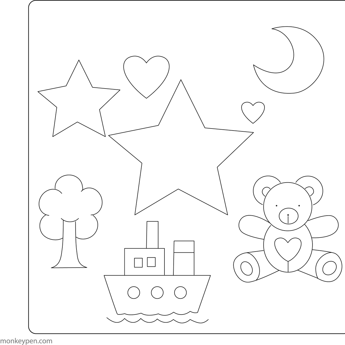 Stencil Set Free Printable Coloring Page PDF for Kids