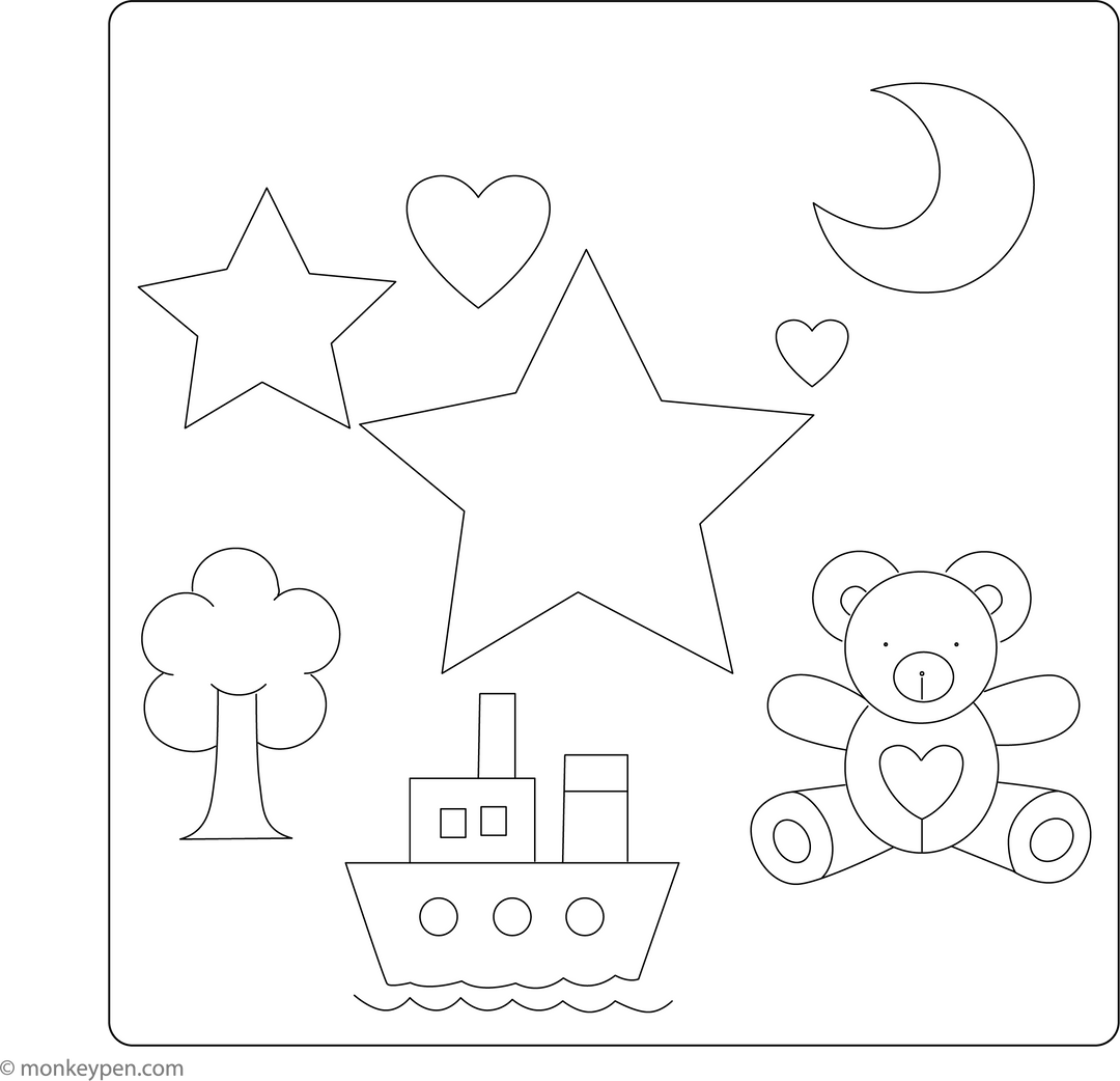 Stencil Set Free Printable Coloring Page PDF for Kids