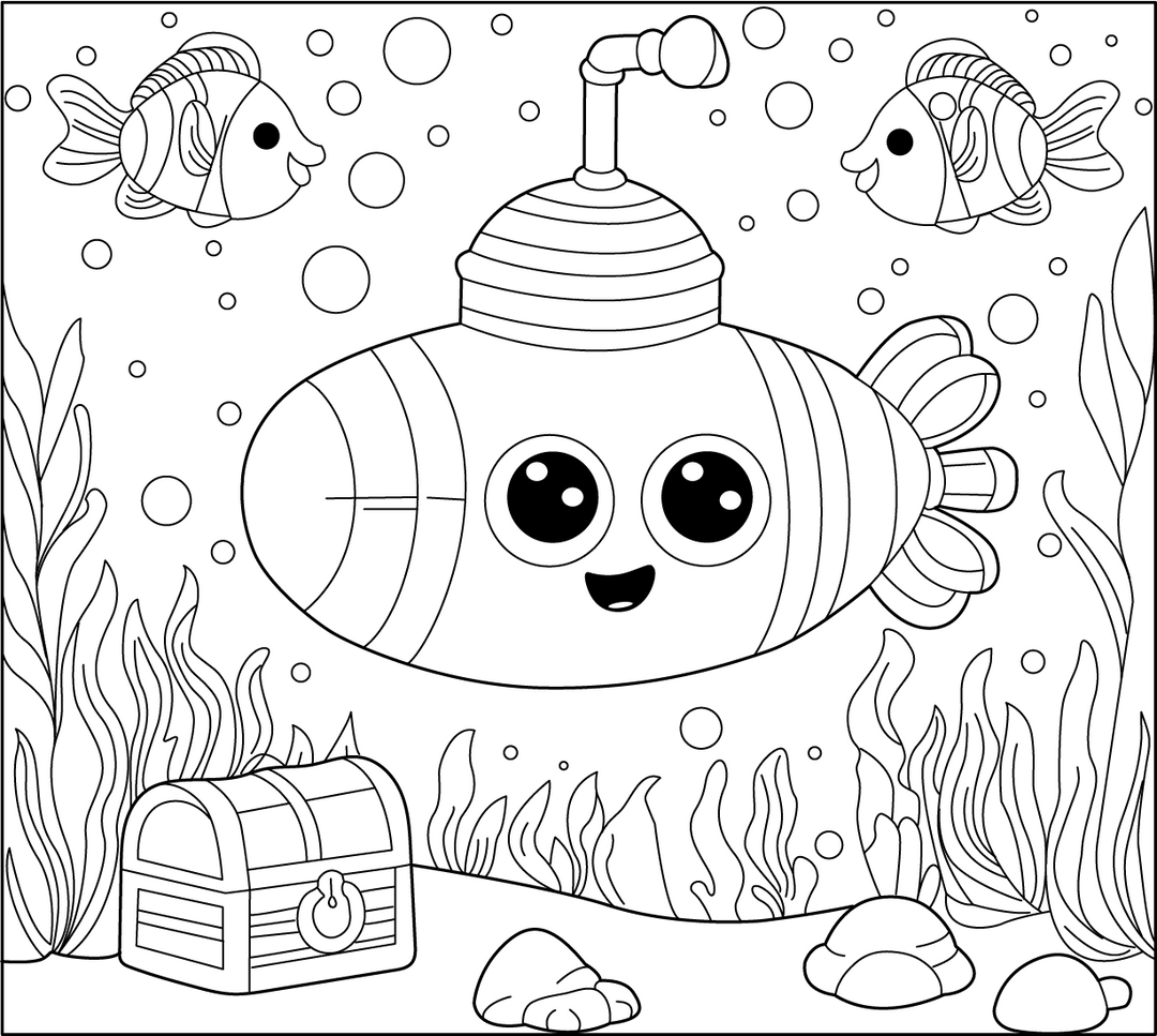 Submarine Coloring Page – Fun Underwater Activity for Kids