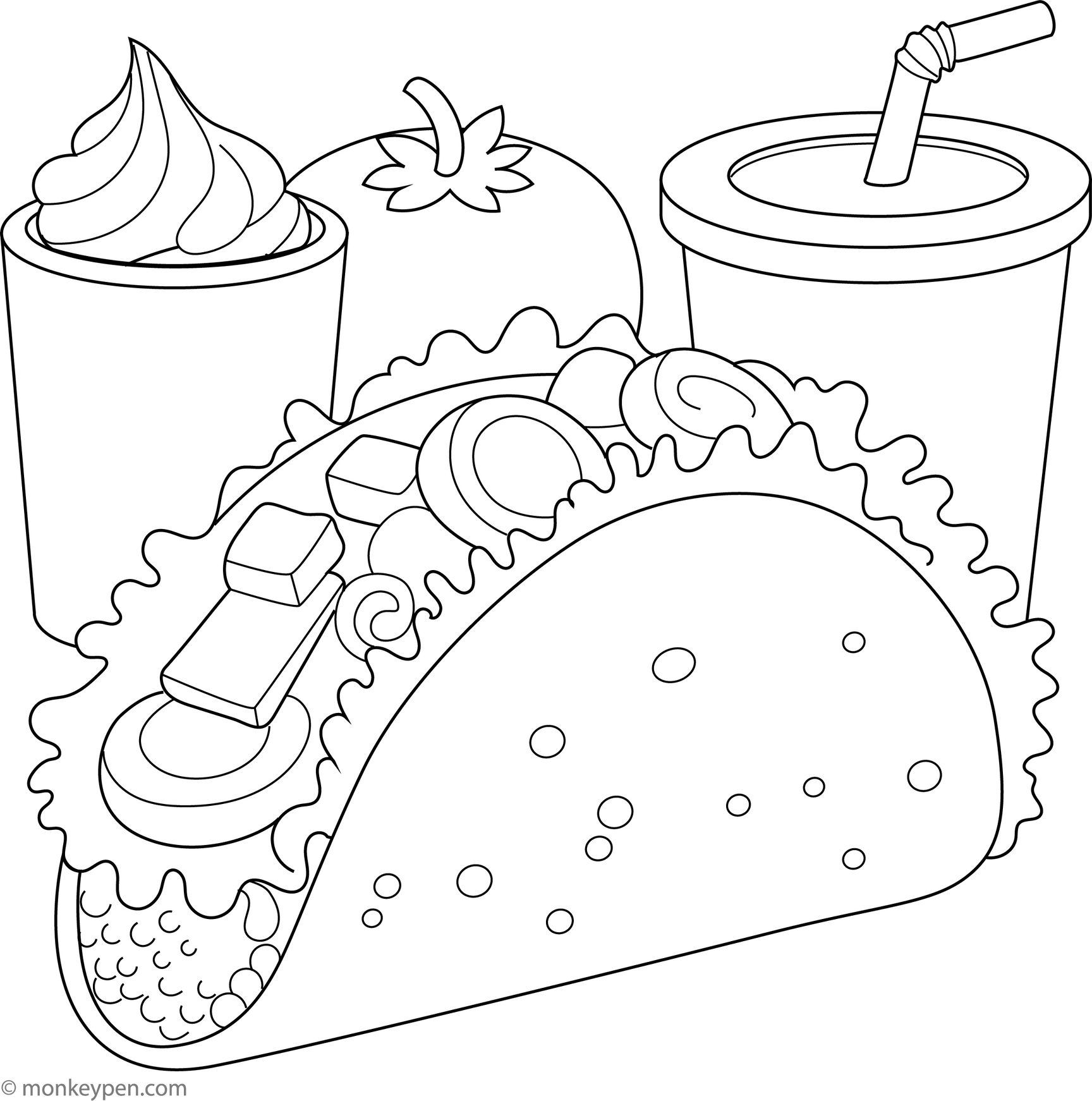 Taco Coloring Page – Fun Food Activity for Kids