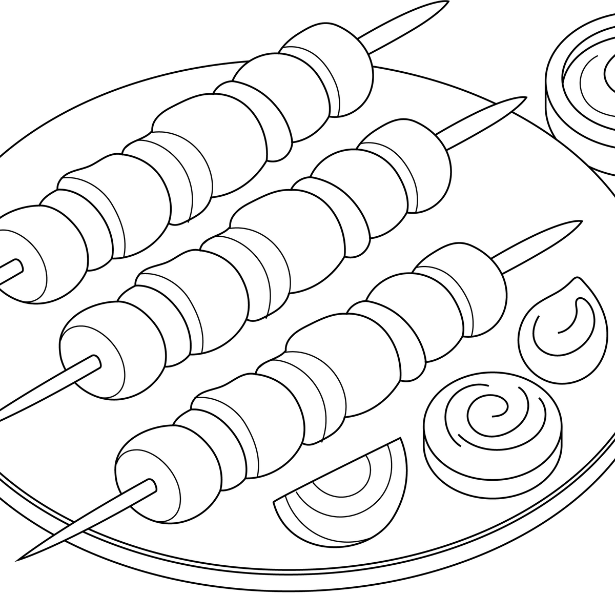 Kabab Coloring Page – Free Printable PDF for Kids