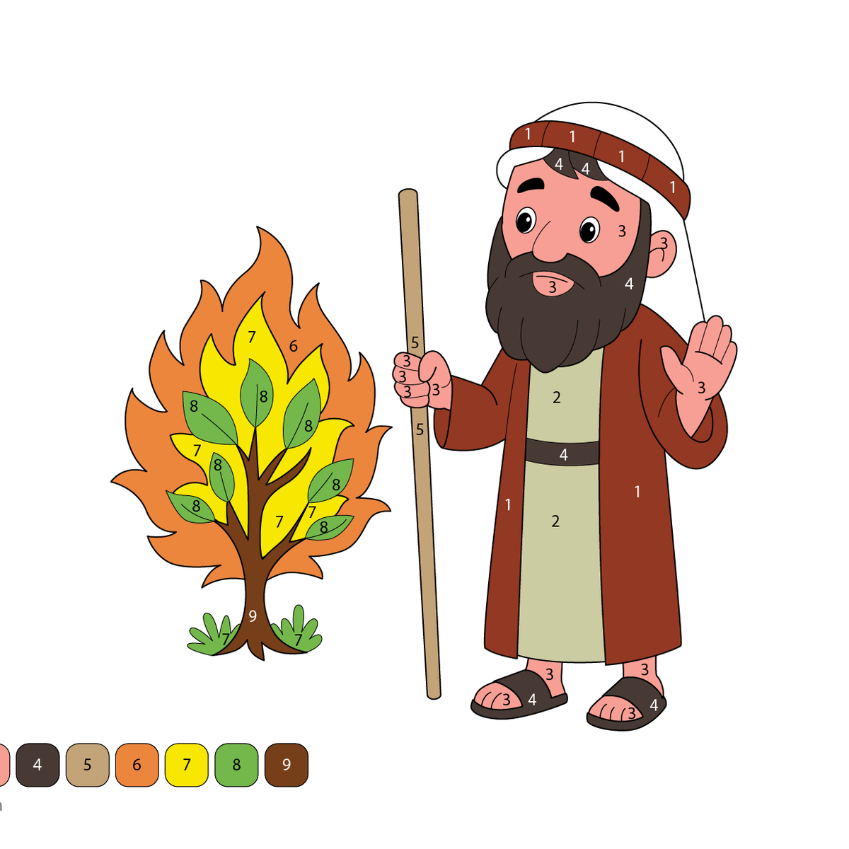 Moses | Color by Number Printable Bible Activity