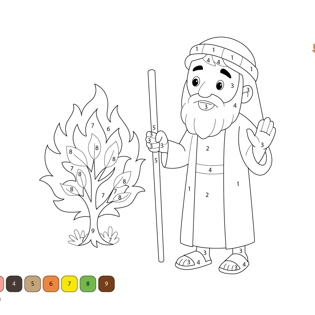 Moses | Color by Number Printable Bible Activity
