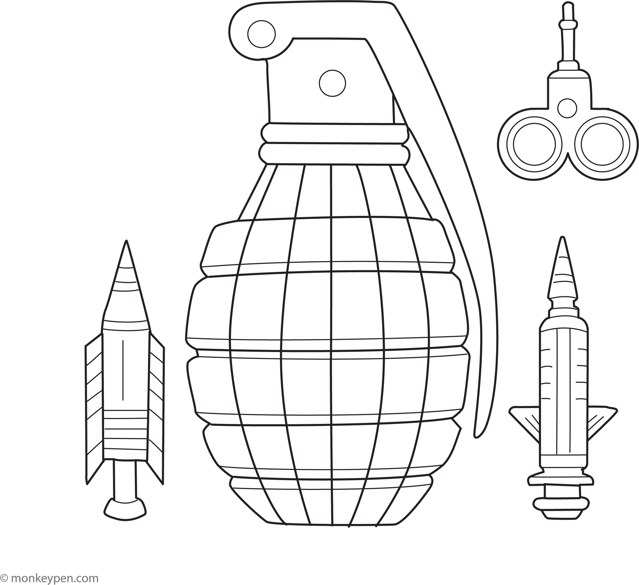 Free Grenade Coloring Page – Printable Military PDF
